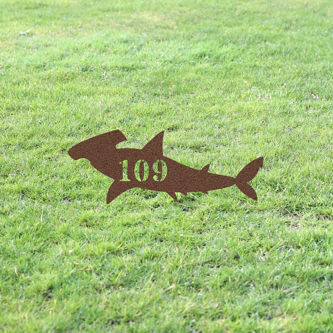 Hammerhead Shark House Number Sign Yard Address Plaque Garden Lawn ...