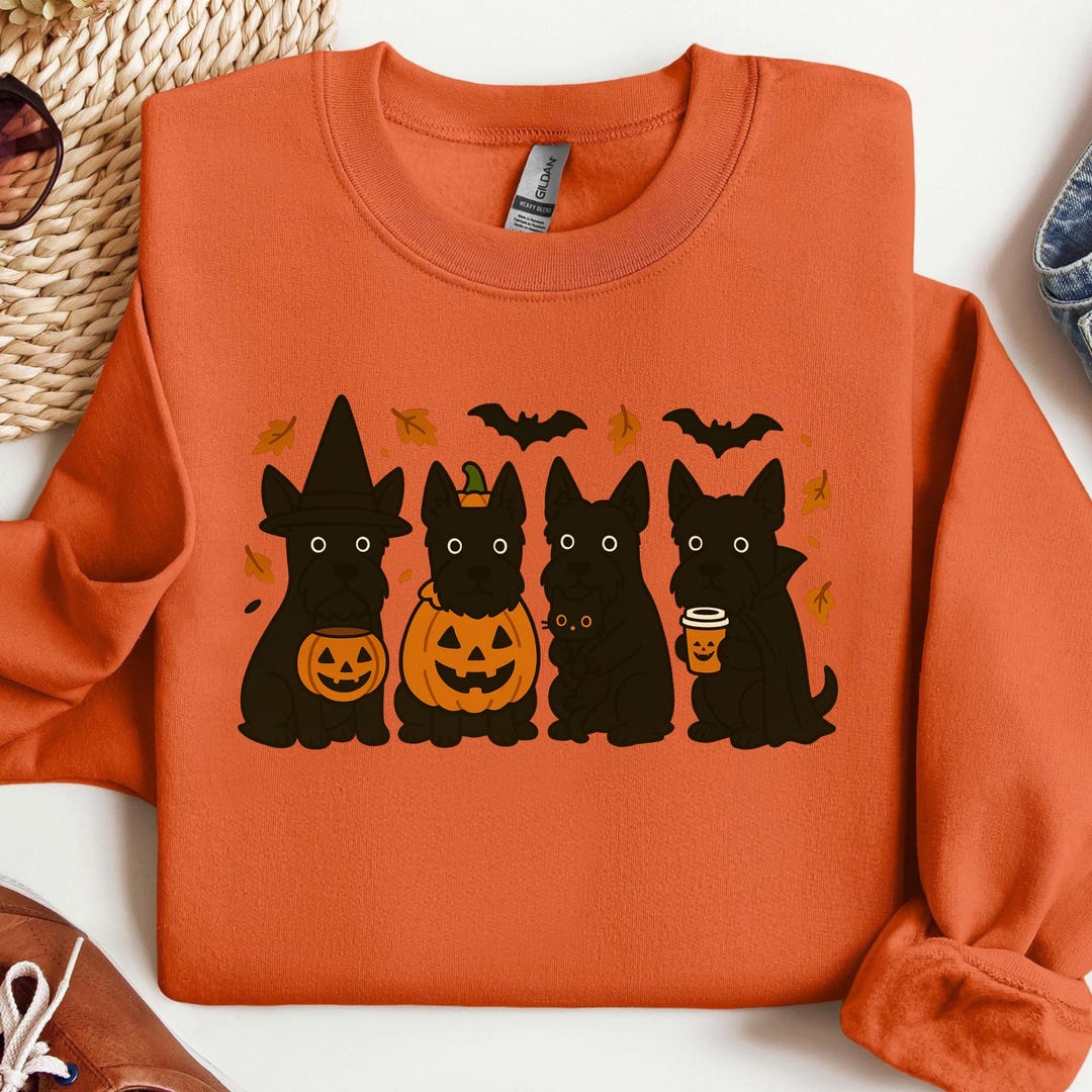 Scottish Terrier Halloween Sweatshirt, Scottish Terrier Fall Sweatshirt ...