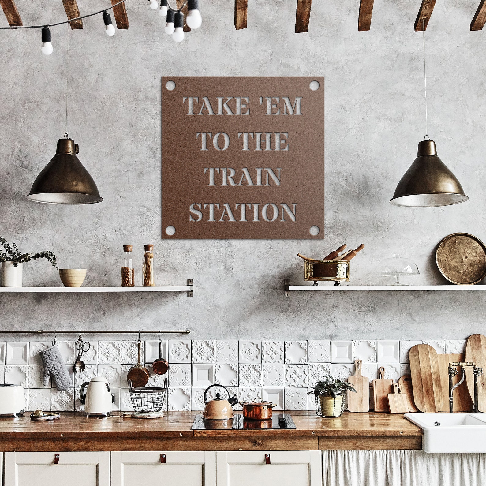 Take 'em to the Train Station Metal Sign, Funny Farmhouse Contemporary ...