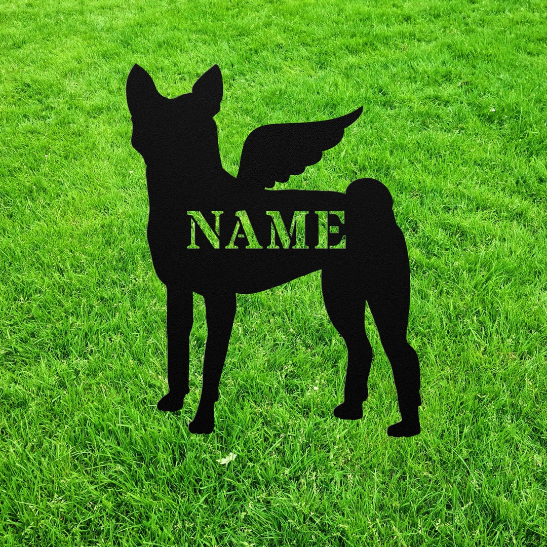 Basenji Angel Wings Garden Statue Stake, Custom Basenji Outdoor Yard ...