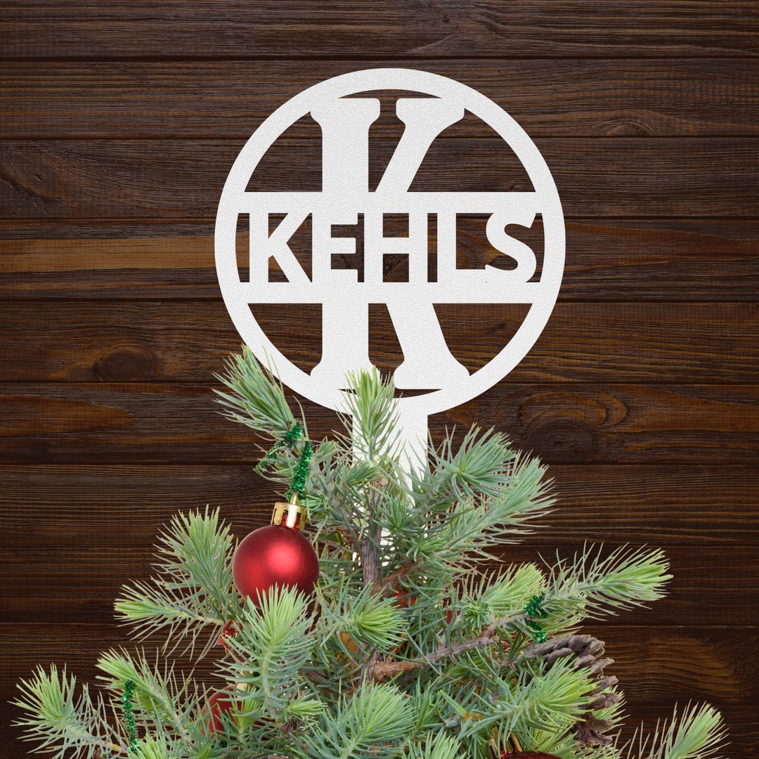 Personalized Christmas Tree Topper Last Name - Family Name Initial Tree ...