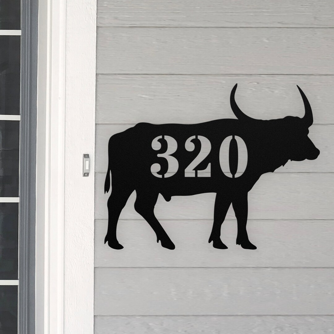 Personalized Highland Cattle Cow Address House Number Sign Metal Wall ...