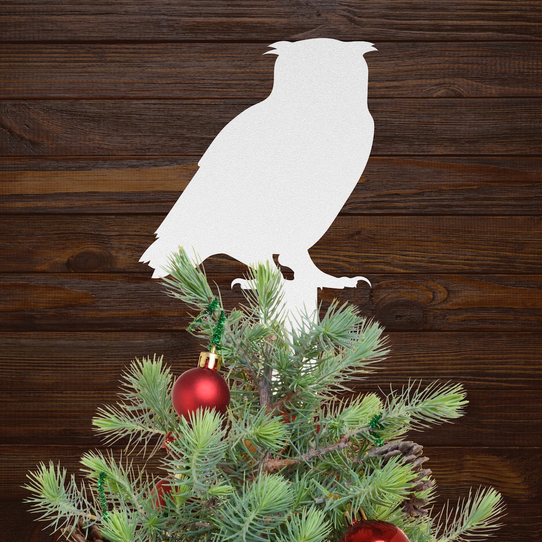 Owl Tree Topper Decor - White Metal Tree Topper - Etsy