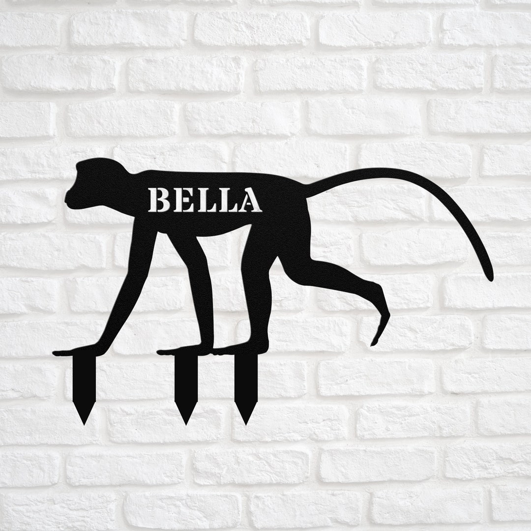 Personalized Monkey Garden Statue Stake, Custom Monkey Outdoor Yard Art ...