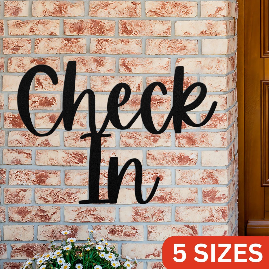Check in Metal Sign Word Wall Art - Check in Script Word Art Decor Gift ...
