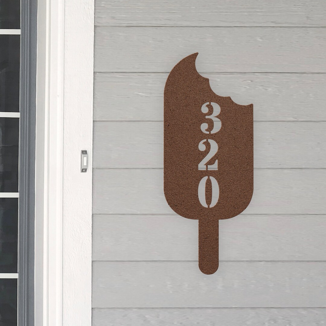 Personalized Popsicle With Bite Address House Number Sign Ice Cream ...