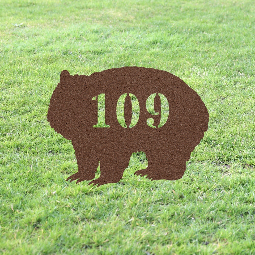 Wombat House Number Sign Yard Address Plaque Garden Lawn Stake Metal ...