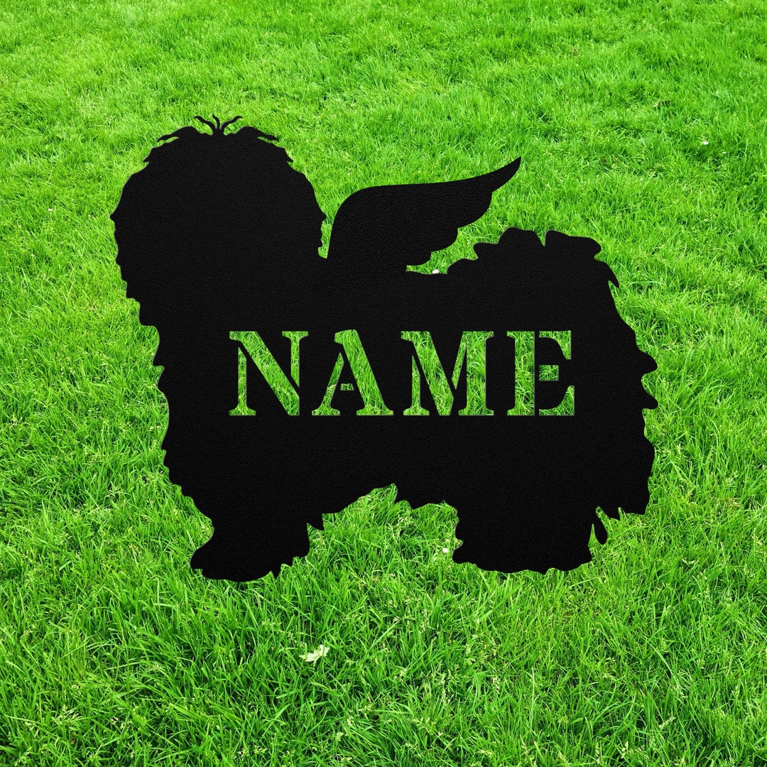 Puli Angel Wings Yard Statue Stake, Custom Puli Dog Outdoor Garden Art ...