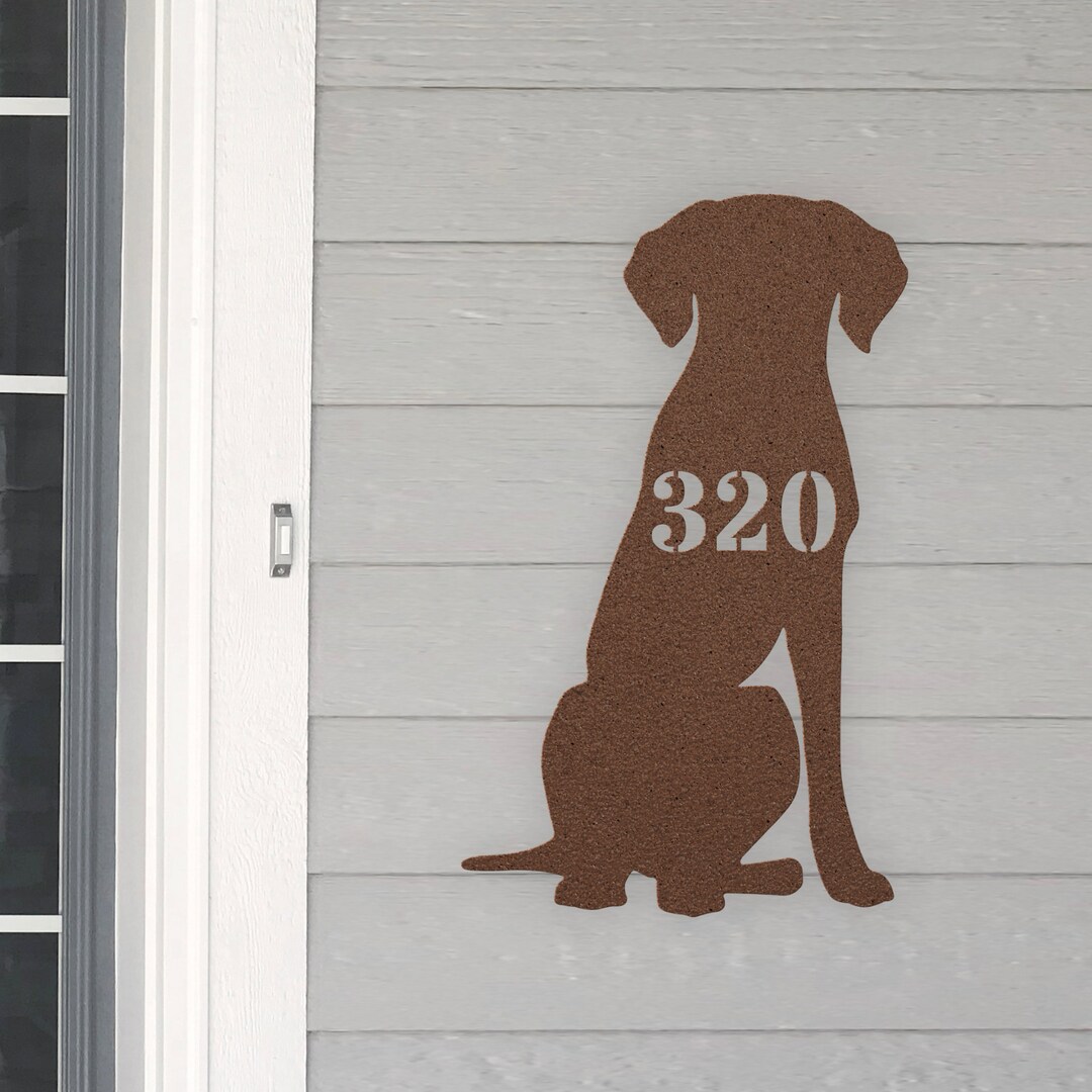 Personalized English Pointer Address House Number Sign Metal Wall Art ...