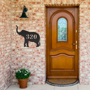 Personalized Elephant Address House Number Sign Metal Wall Art, Custom ...