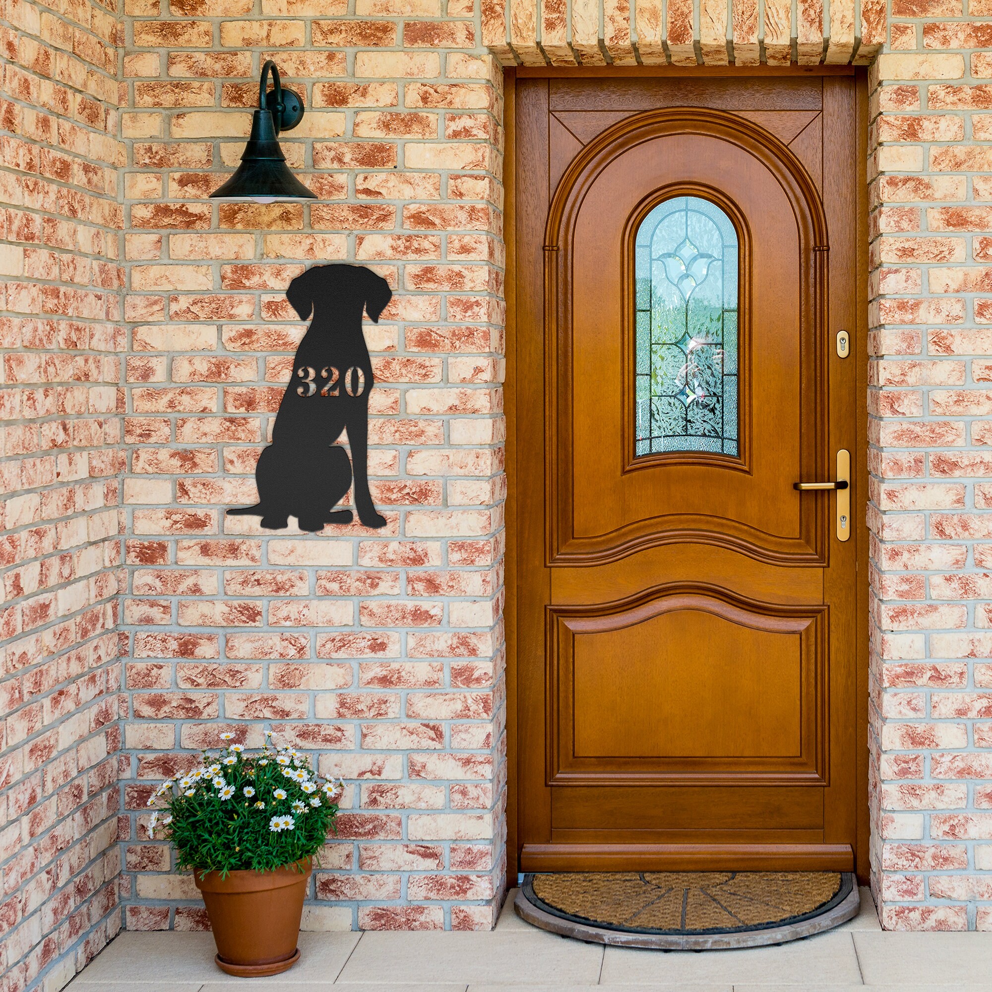 Personalized English Pointer Address House Number Sign Metal Wall Art ...