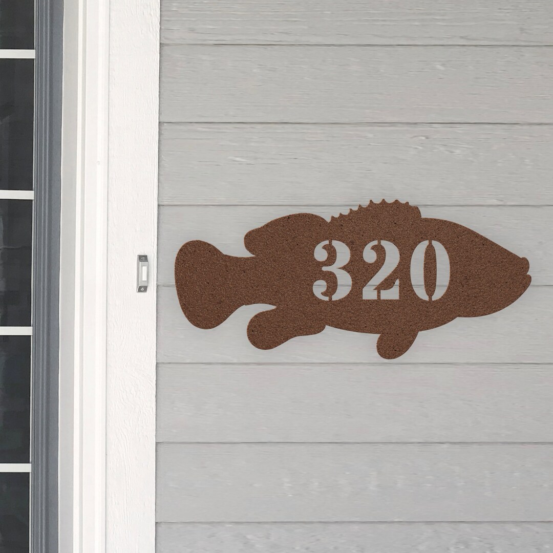Personalized Grouper Fish Address House Number Sign Metal Wall Art ...