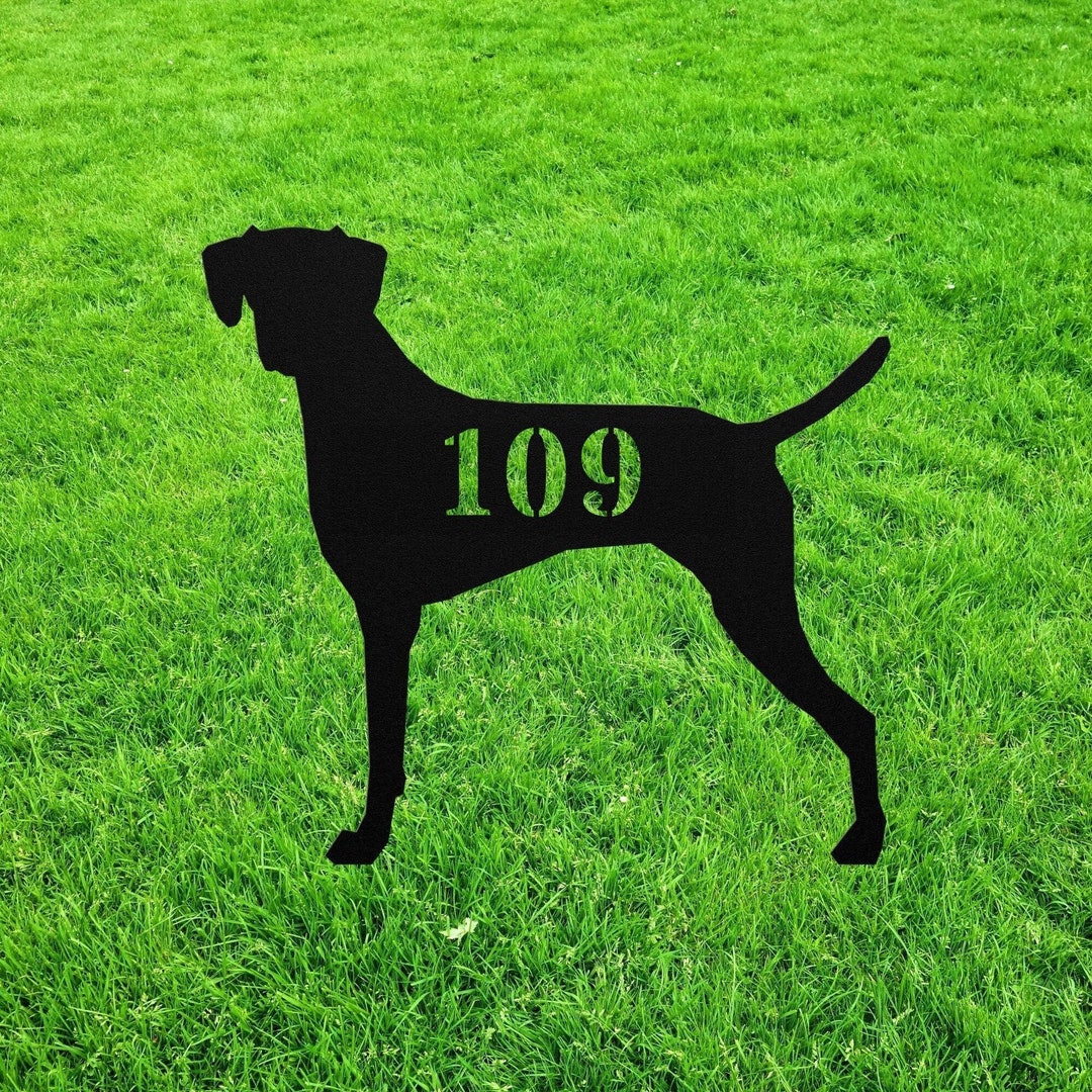 Vizsla House Number Sign Yard Address Plaque Garden Lawn Stake Metal ...