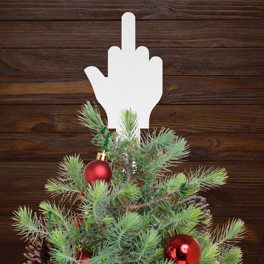 Middle Finger Christmas Trees Topper - White Metal Tree Topper - Etsy