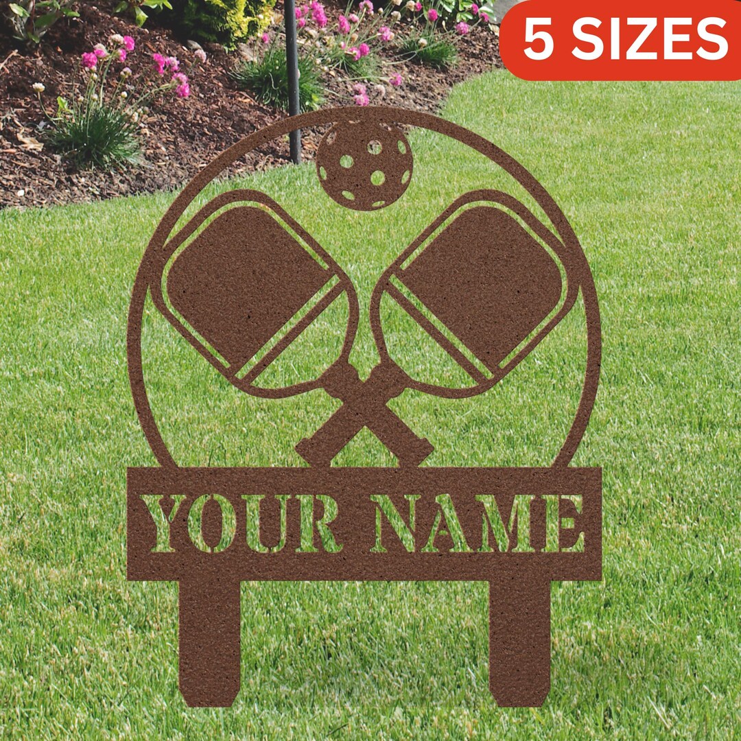 Pickleball Metal Yard Art Address Sign, Metal Custom Pickleball Sign ...