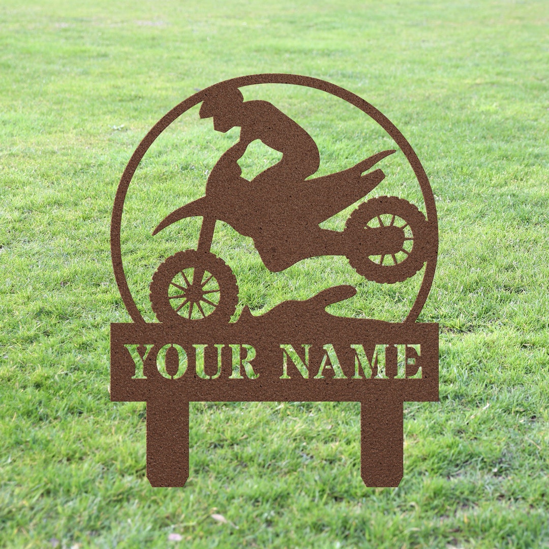 Custom Motocross Dirt Bike Yard Sign Stake, Personalized Biking Metal ...