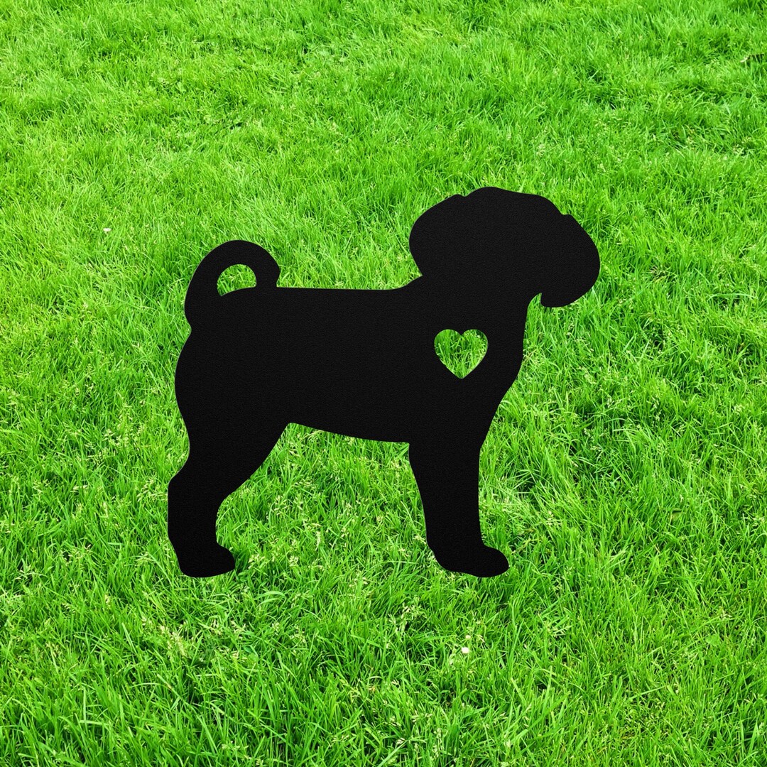 Personalized Puggle Garden Statue Stake, Custom Puggle Outdoor Yard Art ...