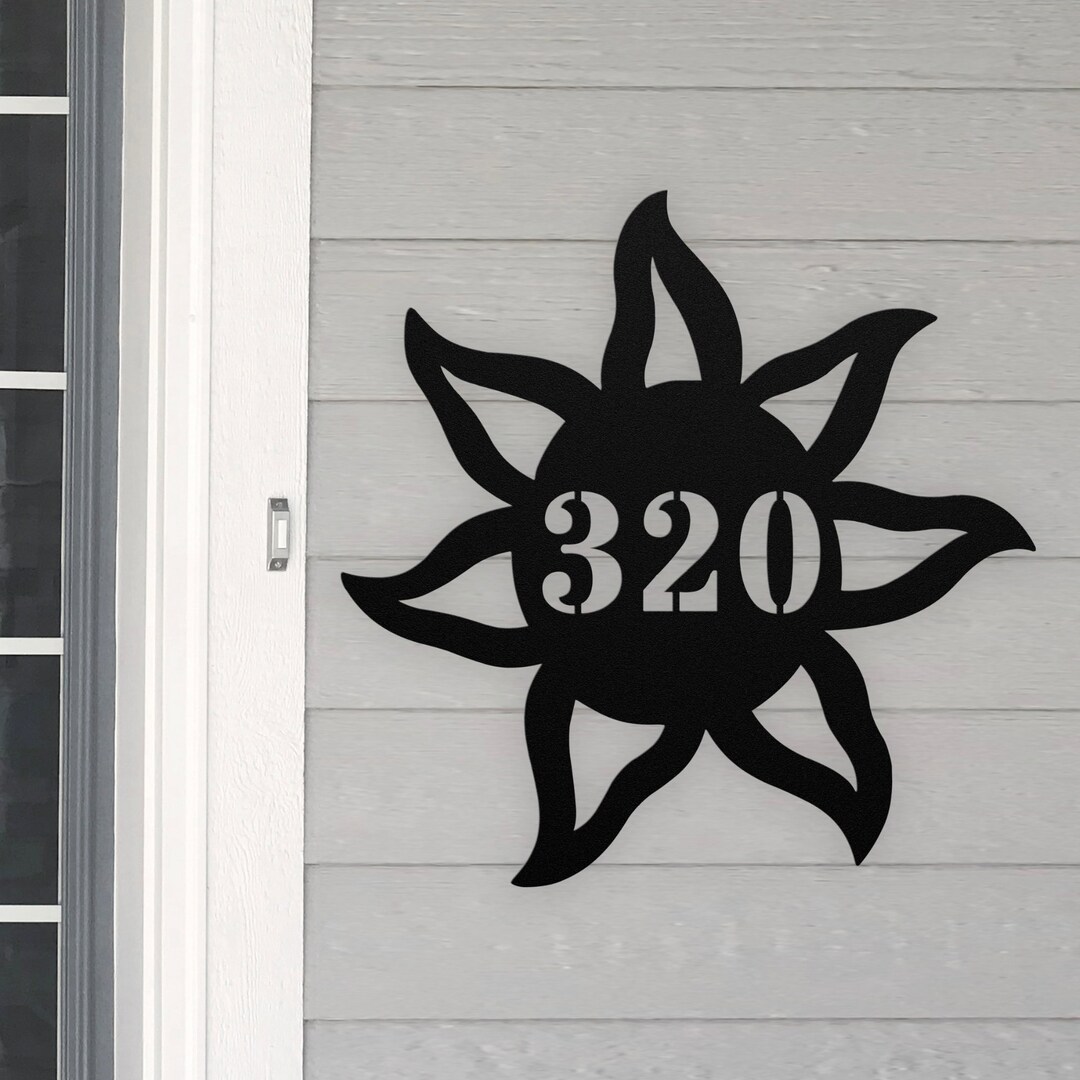 Personalized Sun Address House Number Sign Metal Wall Art, Custom ...