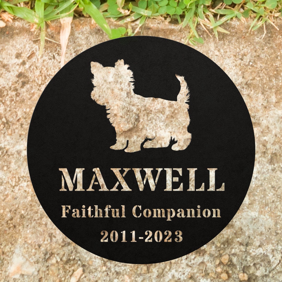 Yorkie Memorial Stone Metal Sign Loss Gift Dog Tombstone Garden ...