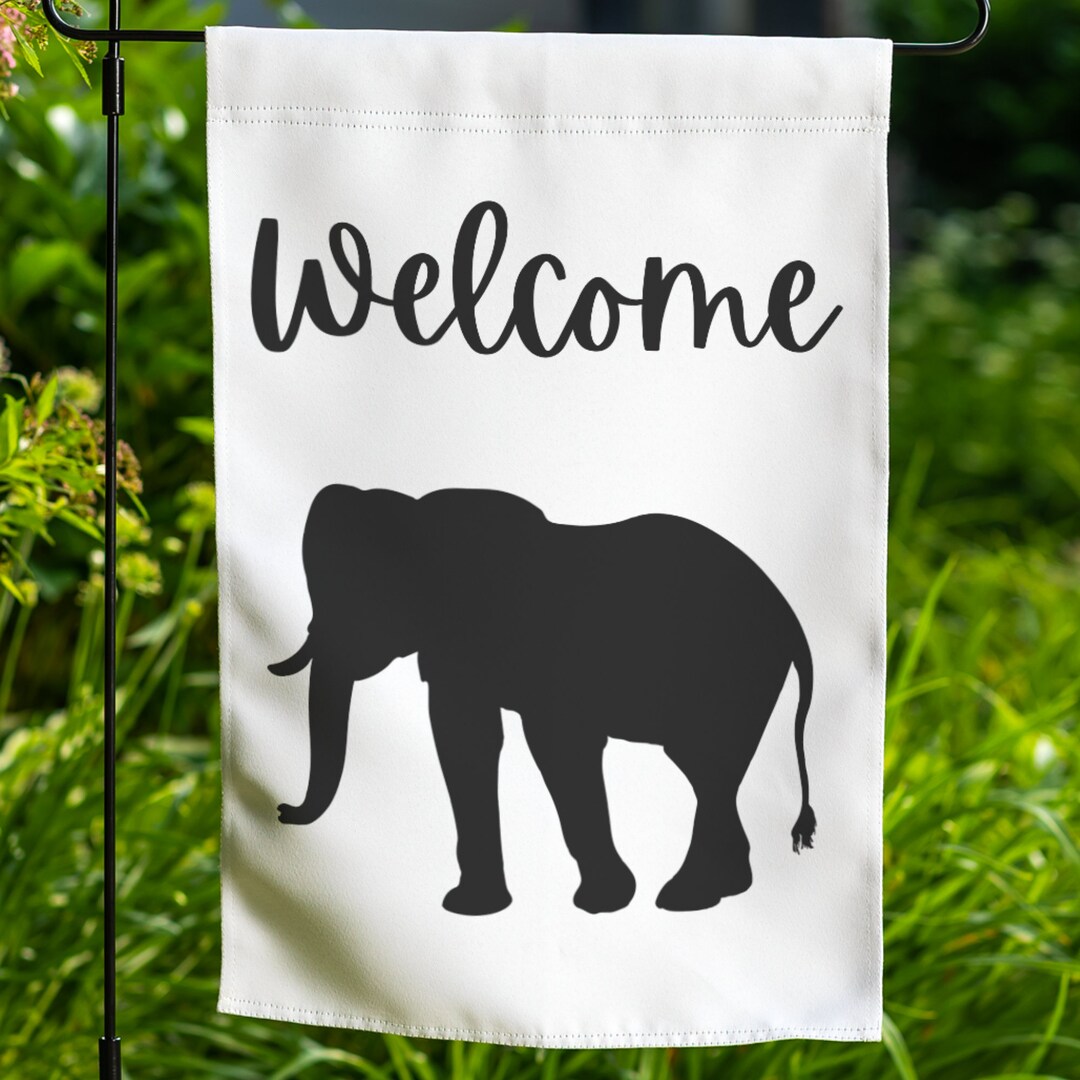 Welcome Elephant Garden Flag Banner Yard Sign , Elephant Gift, Animal ...