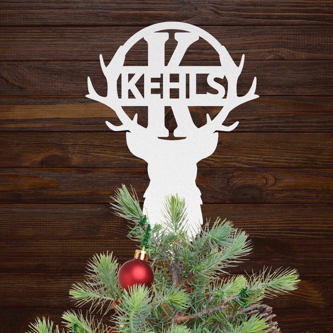 Personalized Deer Antler Christmas Tree Topper Customized Family Name ...