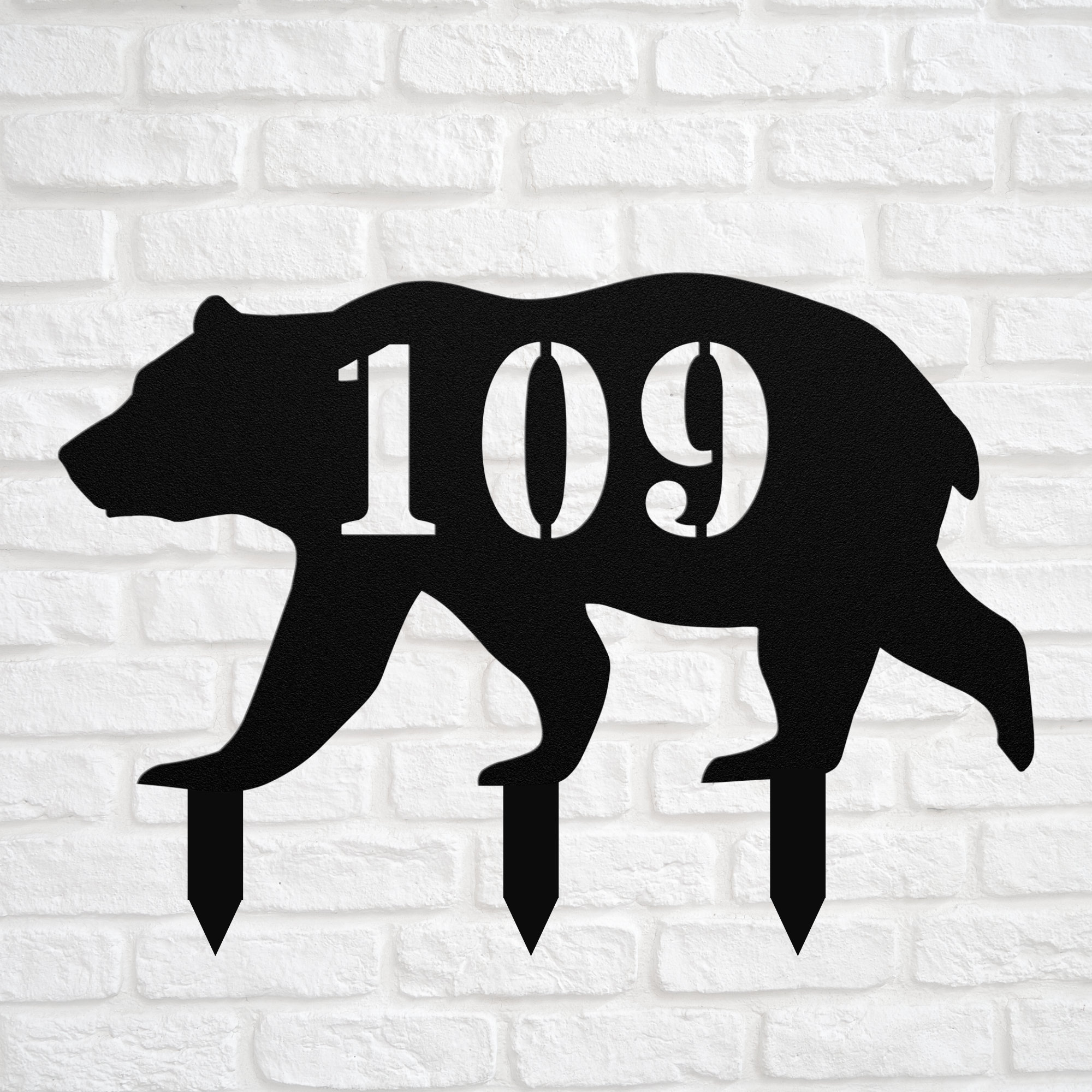 Bear Address House Sign Bear Metal Address Steel Yard Sign - Etsy