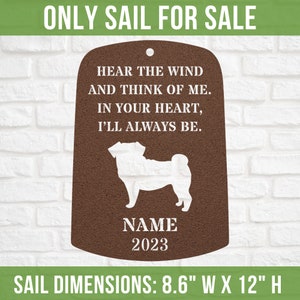 Pug Wind Chime Sail Pug Memorial Pug Loss Gift Sympathy Bereavement ...