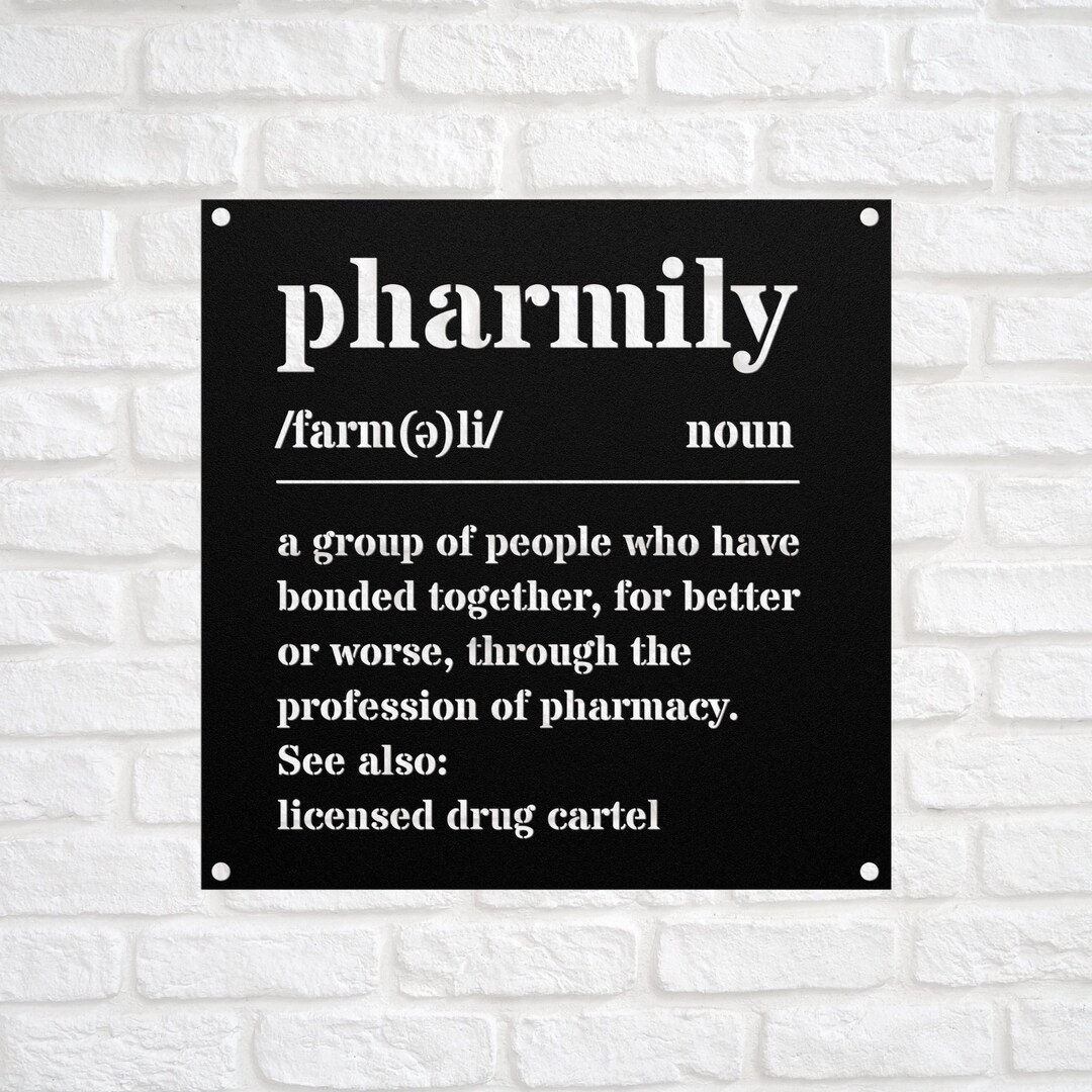 Pharmily Definition Sign Metal Plaque, Dictionary, Noun, Pharmacist - Etsy