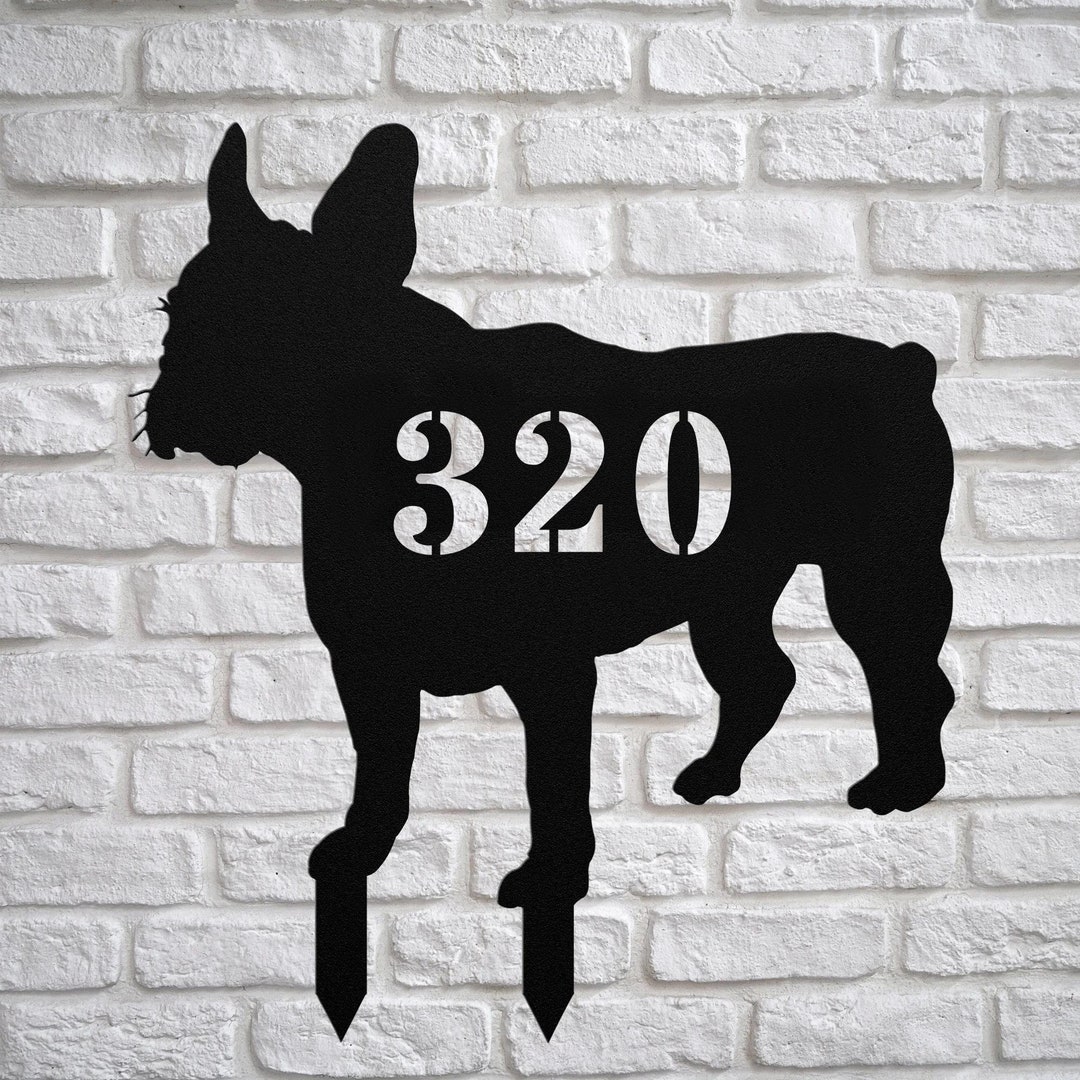 Frenchie French Bulldog House Number Sign Yard Address Plaque Garden ...
