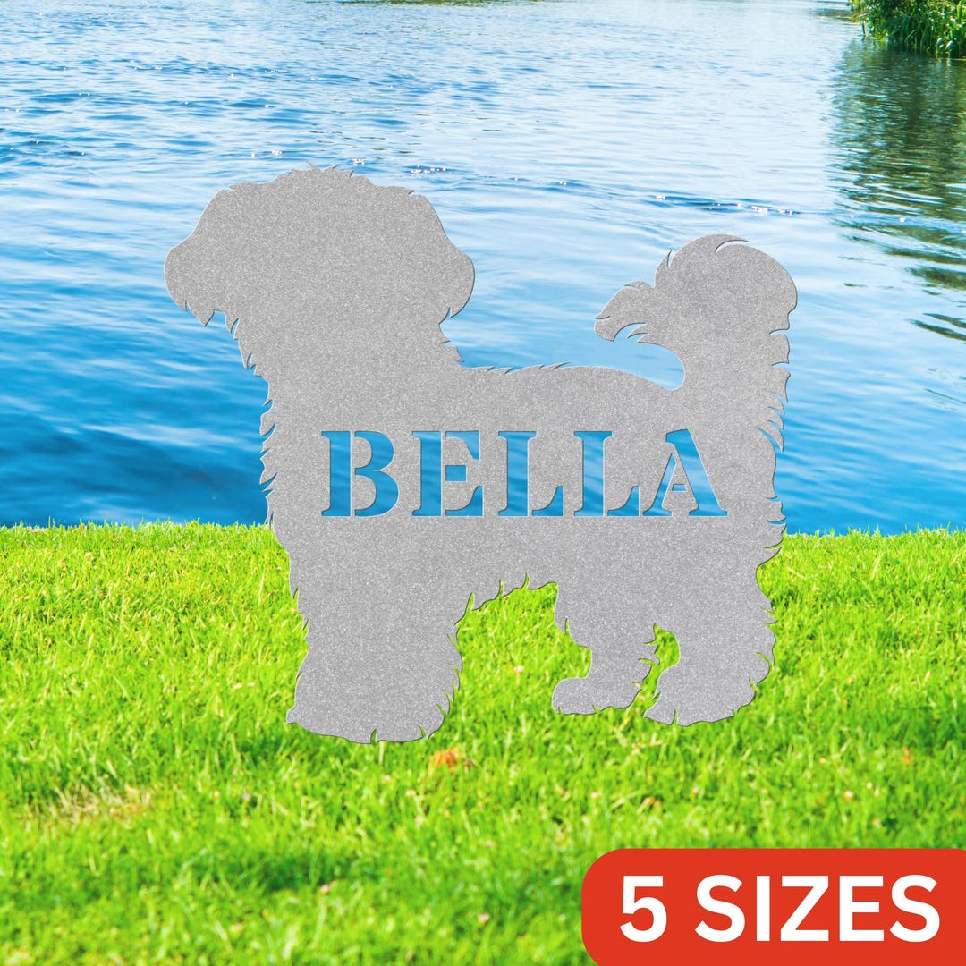 Personalized Maltipoo Silver Yard Statue Stake, Custom Maltipoo Dog ...