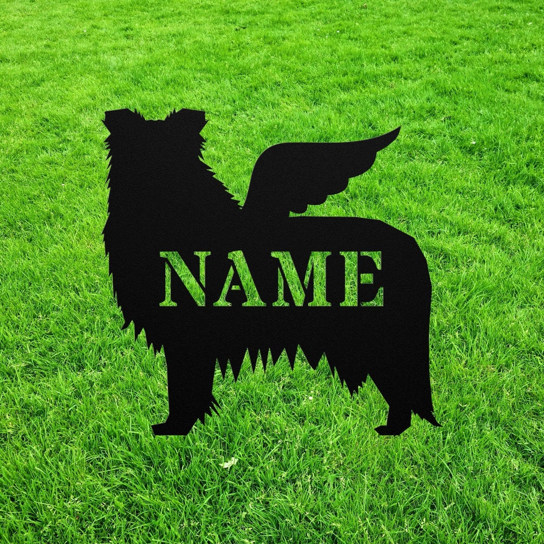 Border Collie Angel Wings Statue Figurine for Garden Stone Memorial ...