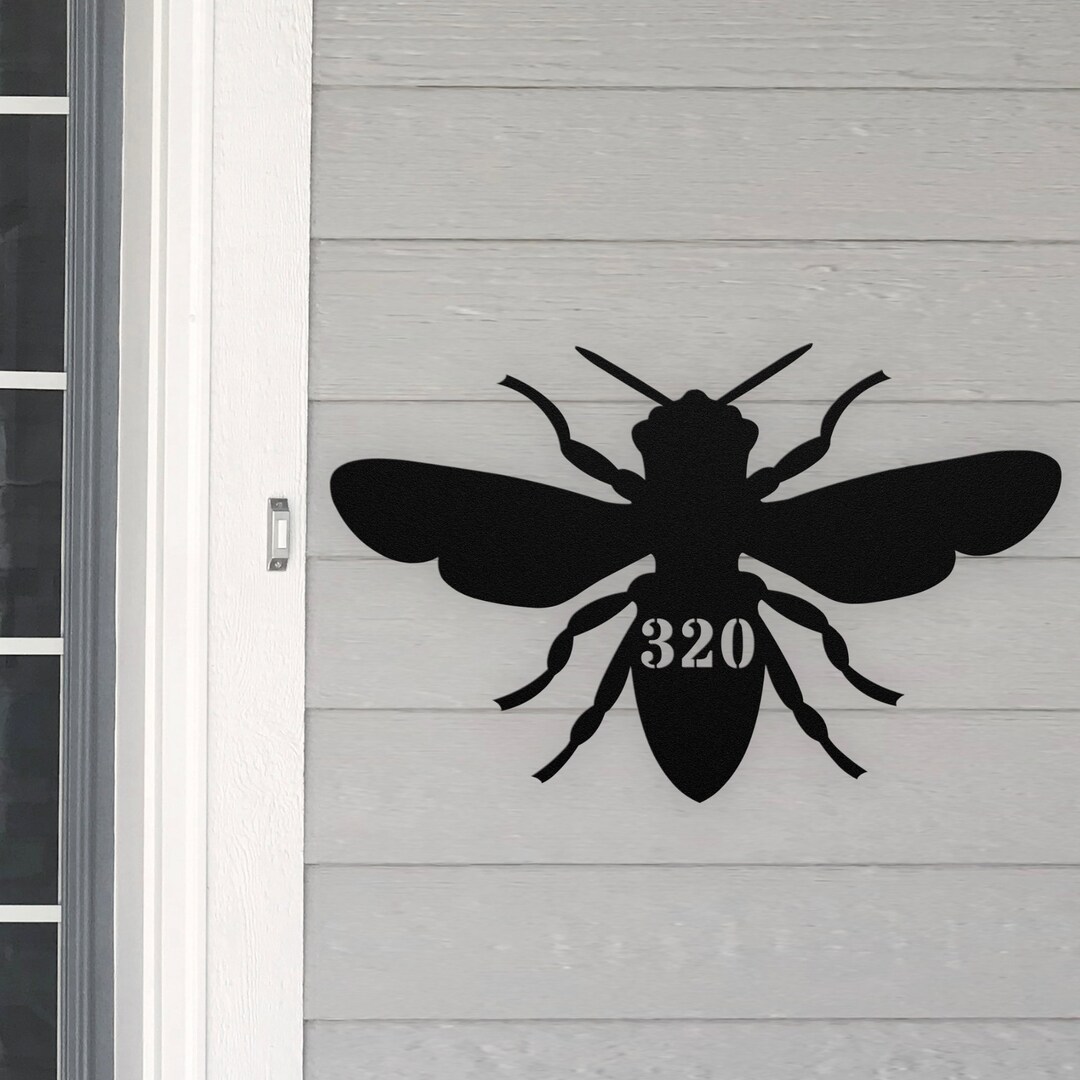 Personalized Bee Address House Number Sign Metal Wall Art, Custom ...