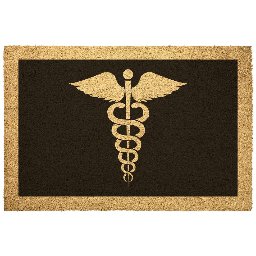 Caduceus Staff Medical Symbol Doormat Nurse Door Mat Outdoor Rug Coir ...