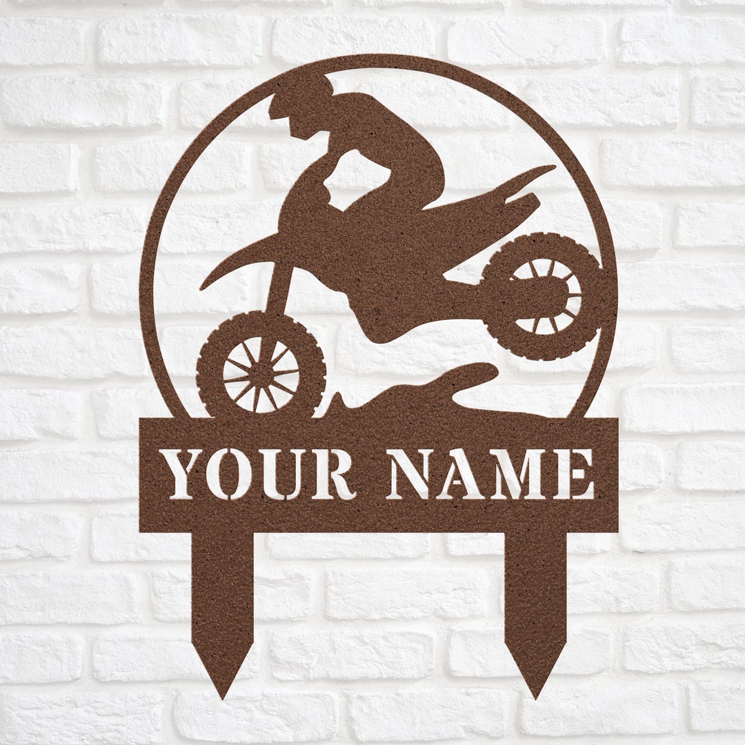 Custom Motocross Dirt Bike Yard Sign Stake, Personalized Biking Metal ...