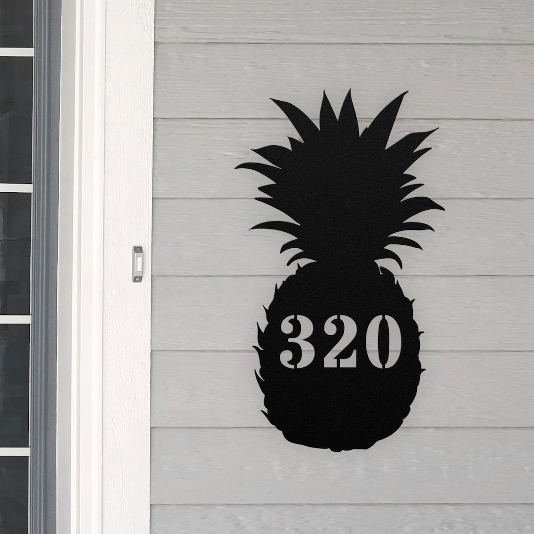 Personalized Pineapple Address House Number Sign Metal Wall Art, Custom ...