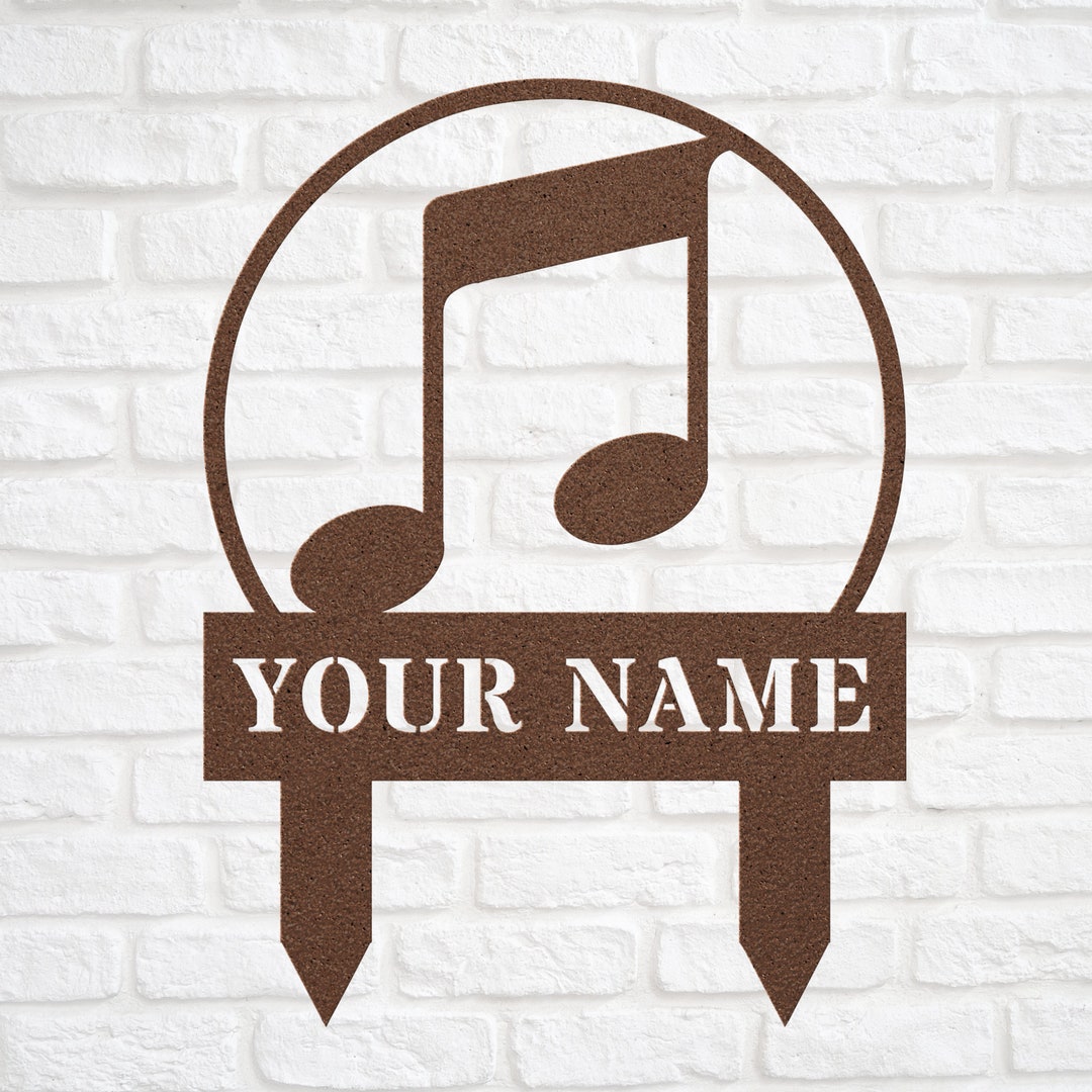 Custom Music Notes Yard Sign Stake, Personalized Music Teacher Metal ...