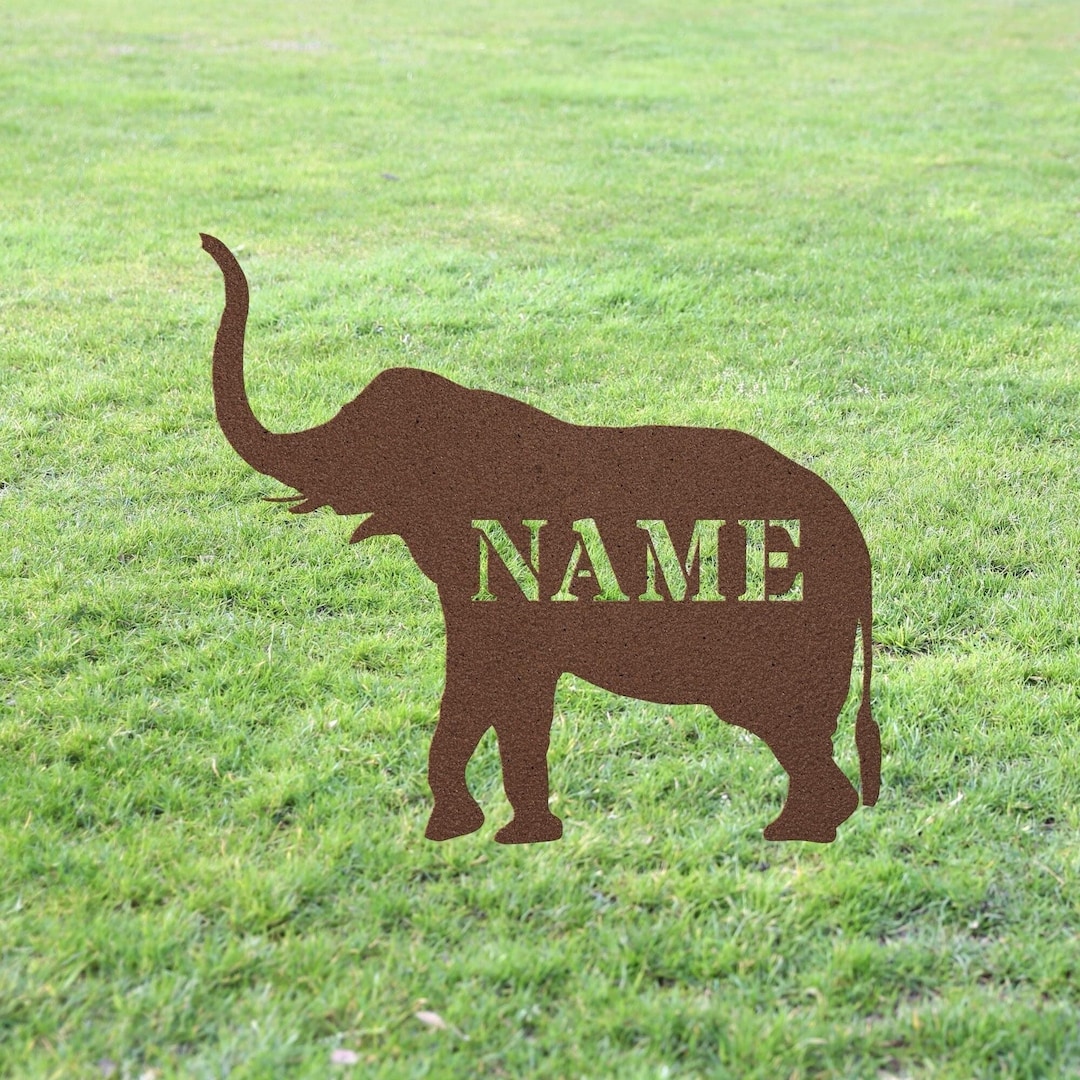 Personalized Elephant Copper Garden Statue Stake, Custom Elephant ...