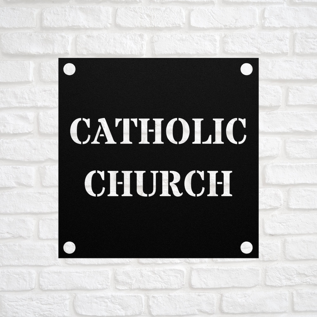 Catholic Church Metal Sign Wall Art Plaque Front Door Hanger Home Decor ...