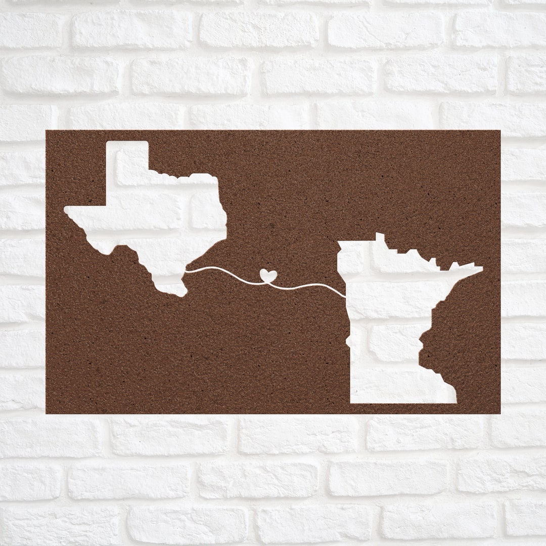 Texas Minnesota Metal Sign Minnesota Texas Wall Art Tx Mn Two State ...