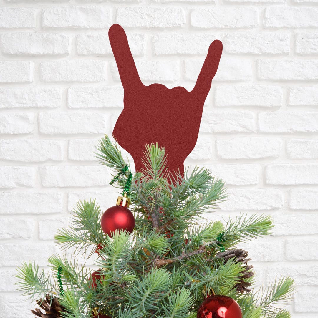 Rock Horns Christmas Tree Topper - Red Metal Tree Topper - Etsy