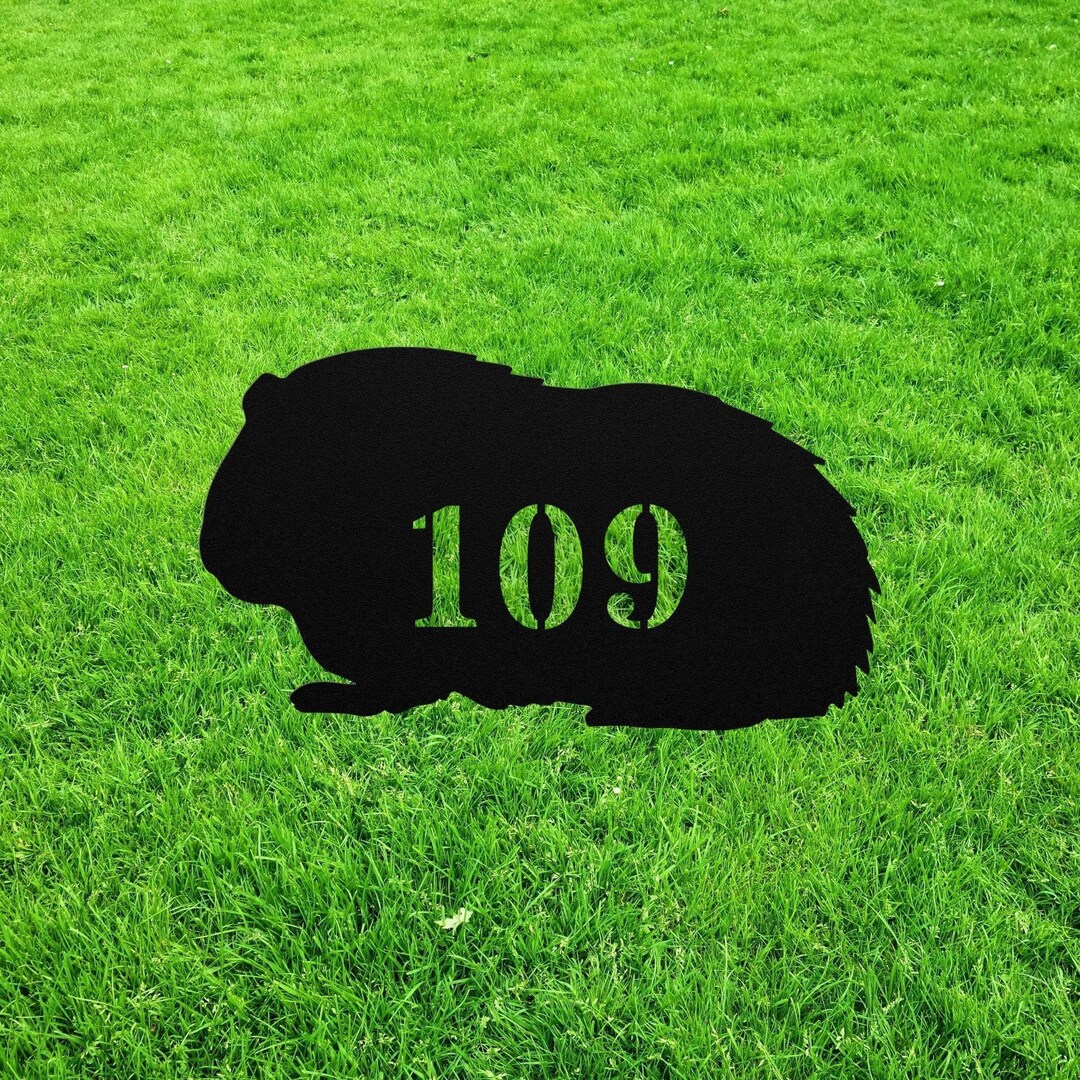 Guinea Pig House Number Sign Yard Address Plaque Garden Lawn Stake ...