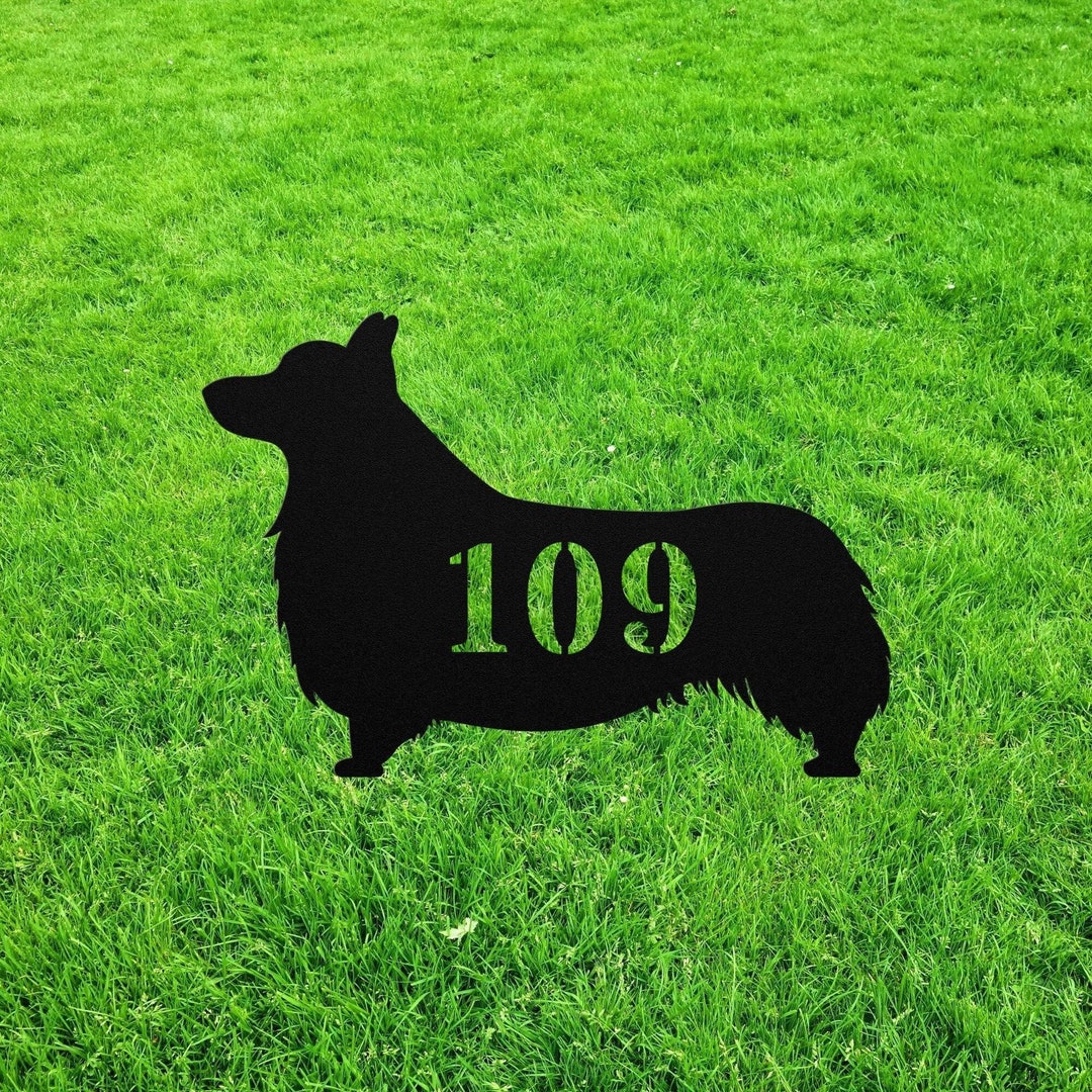 Pembroke Welsh Corgi House Number Sign Yard Address Plaque Garden Lawn ...