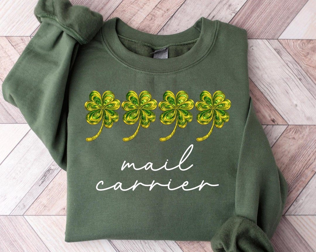 Mail Carrier Sweatshirt, Mail Carrier St Patricks Day Gifts, Shamrock ...