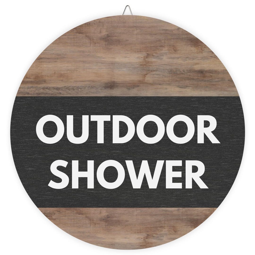 Outdoor Shower Sign - Wood Wood Front Door Hanger Wreath Wall Art ...