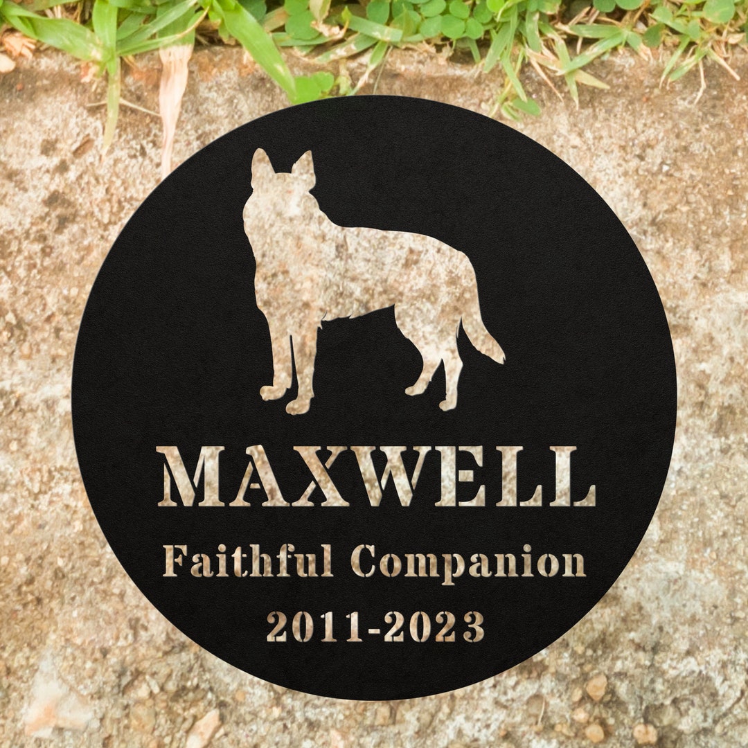 German Shepherd Memorial Stone Metal Sign Loss Gift Dog Tombstone ...