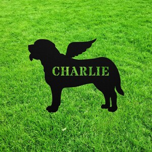 English Mastiff Angel Wings Statue Figurine for Garden Stone Memorial ...
