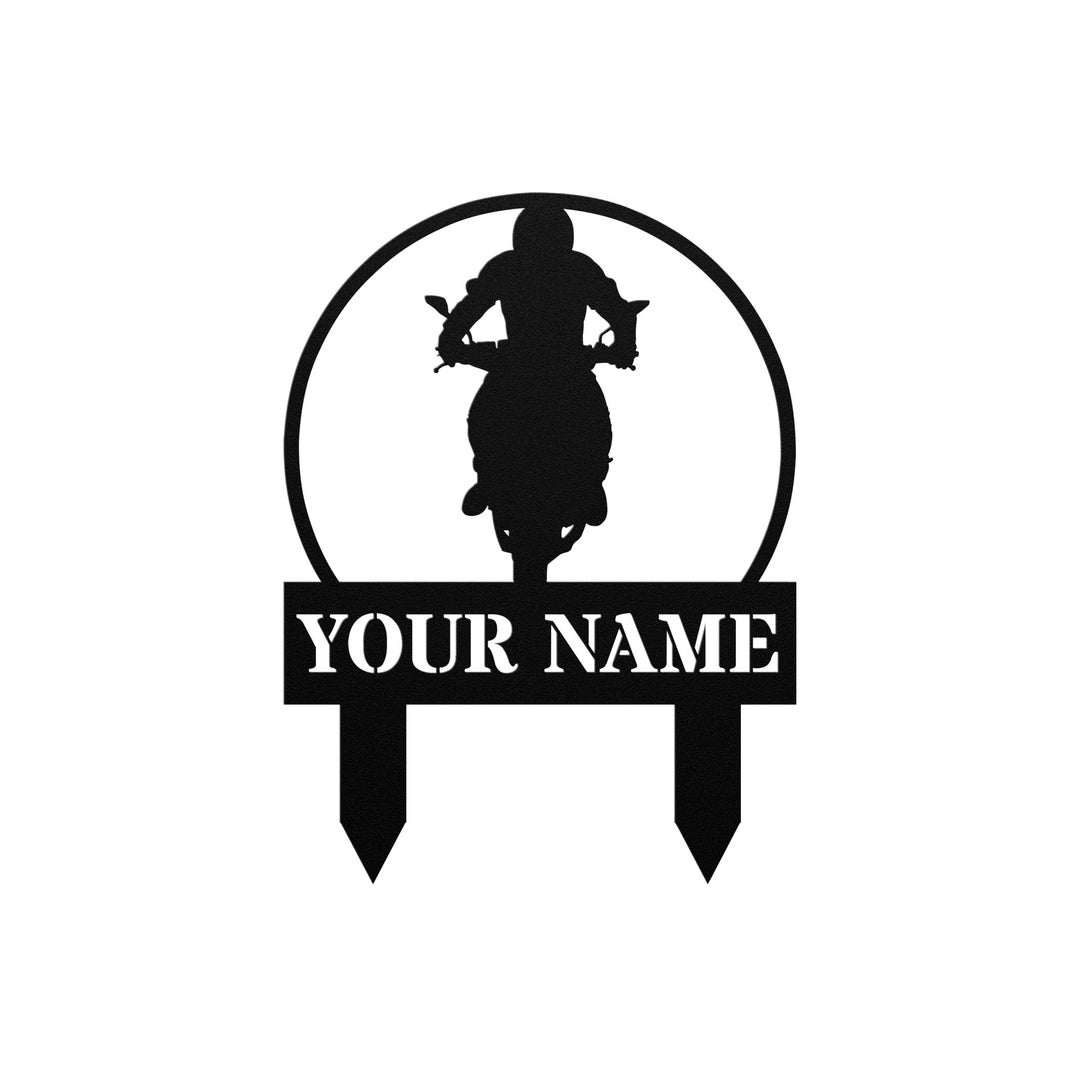 Custom Motorcycle Yard Sign Stake, Personalized Biker Metal Monogram ...