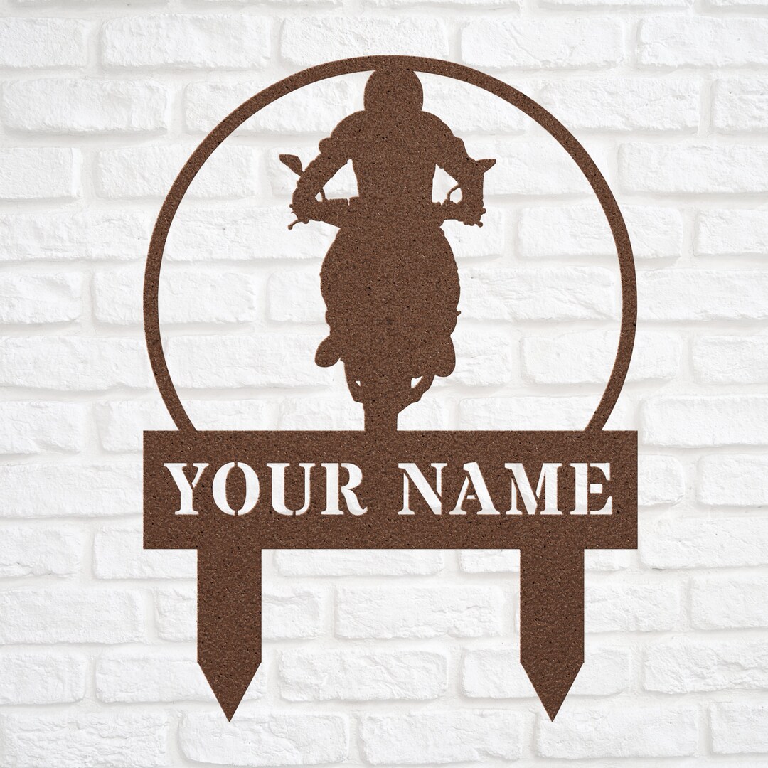 Custom Motorcycle Yard Sign Stake, Personalized Biker Metal Monogram ...