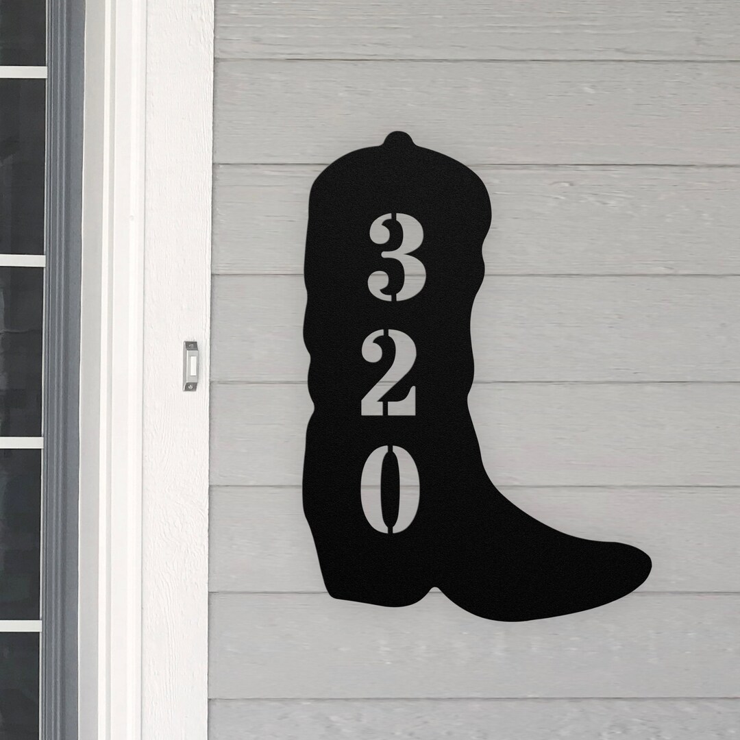 Personalized Cowboy Boot Address House Number Sign Rodeo Western Metal ...
