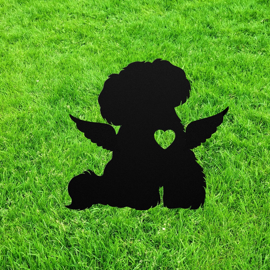 Shih Tzu Angel Wings Yard Statue Stake, Custom Shih Tzu Dog Outdoor ...